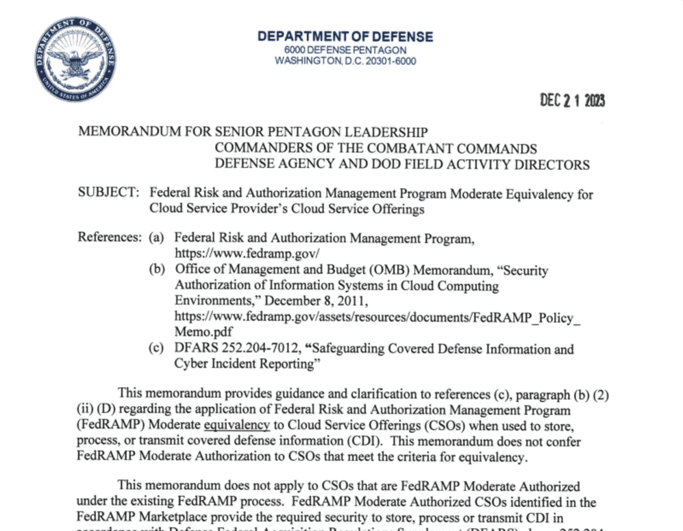 FedRAMP Equivalency Memo - Ignyte